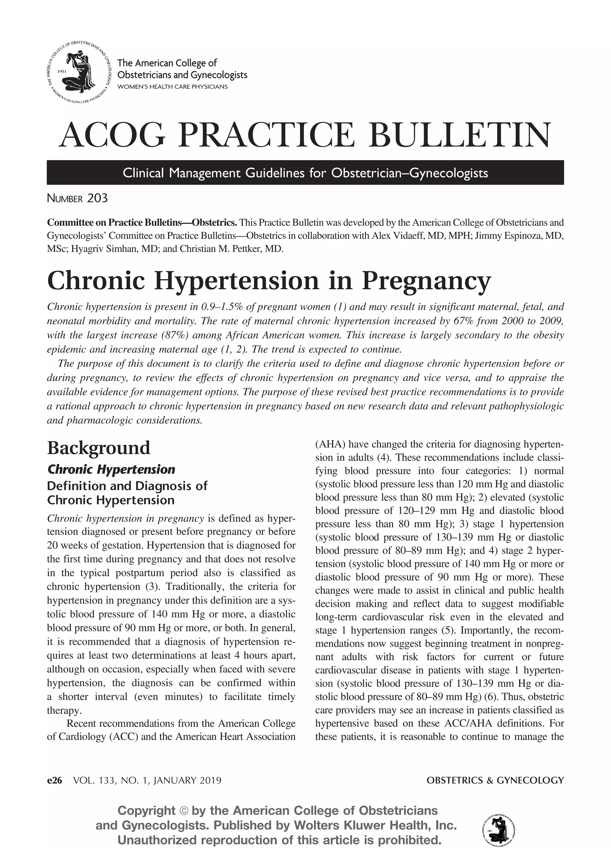 Hipertension cronica en el embarazo 2019 | PDF