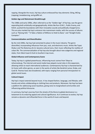 The Evolution and Impact of Hip Hop a cultural and artistic | PDF