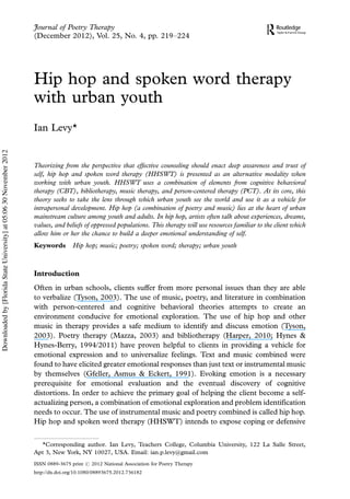 Hip hop and spoken word therapy with urban youth | PDF | Hip Hop Music ...