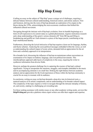 Hip Hop Essay.pdf | Hip Hop Music | Music