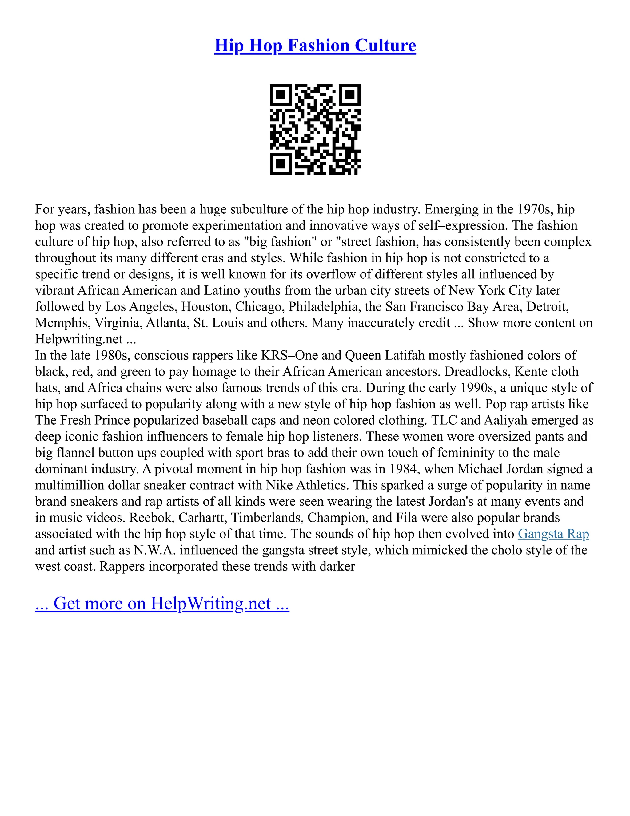 Hip Hop Fashion Culture | PDF