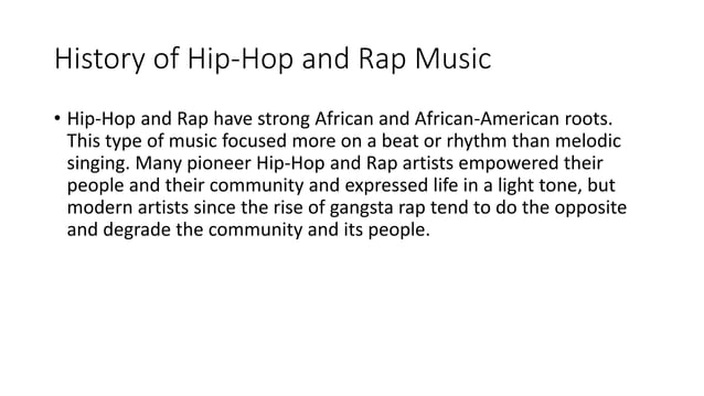 Hip hop rap negative powerpoint | PPTX | Hip Hop Music | Music