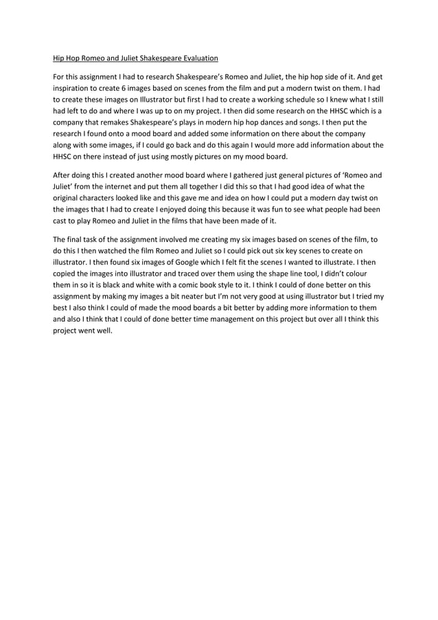 Hip hop romeo and juliet shakespeare evaluation | PDF