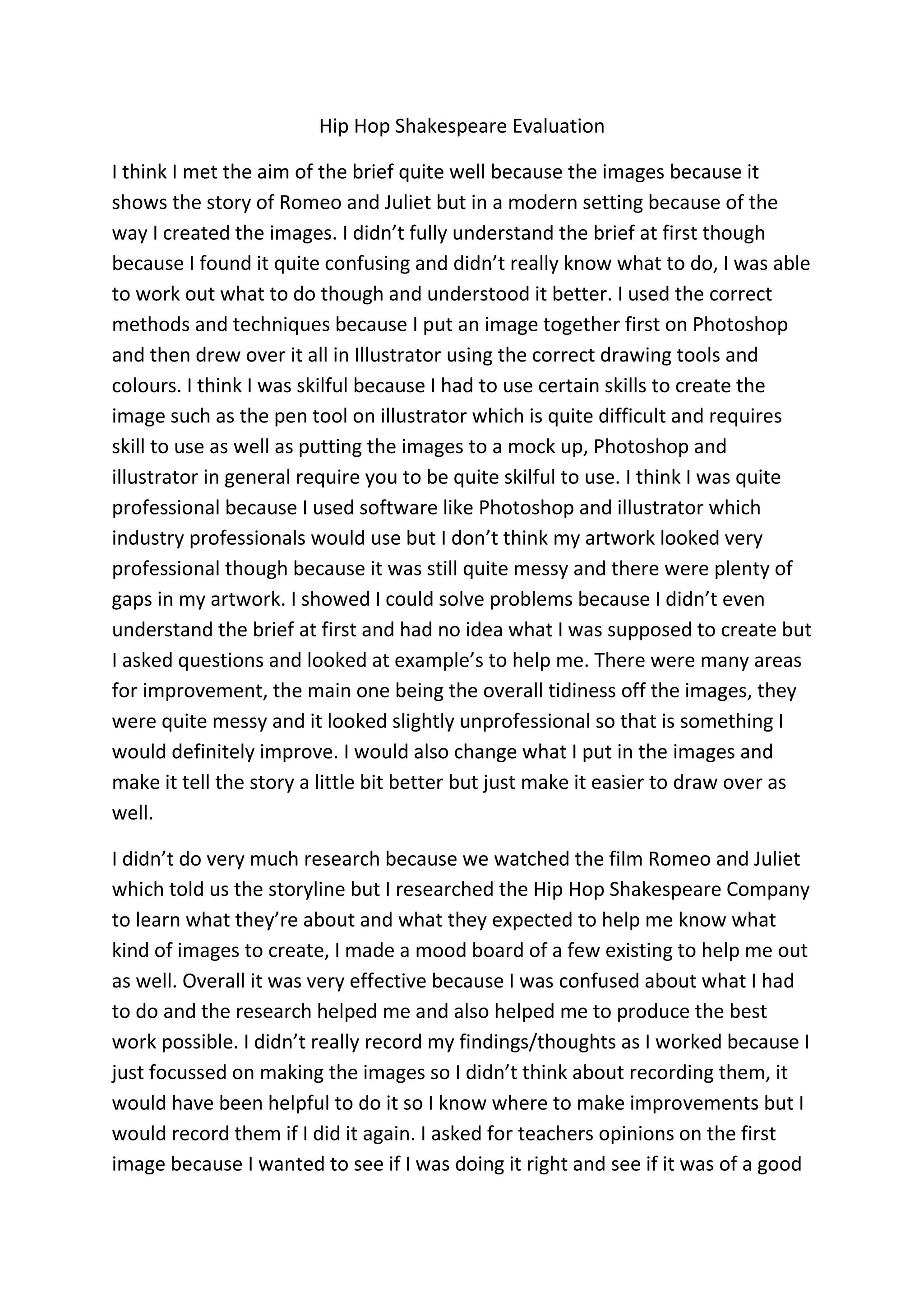 Hip hop shakespeare evaluation yo | DOCX