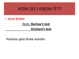 Hip instability in newborn ddh (ug) | PPTX