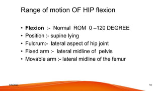 HIP JOINT.pptx slide share / MMT/ ROM of hip | PPTX