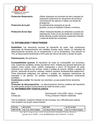 Hipoclorito de sodio | PDF