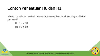 Hipotesis dan Uji Hipotesis Hipotesis dan Uji Hipotesis Hipotesis dan ...