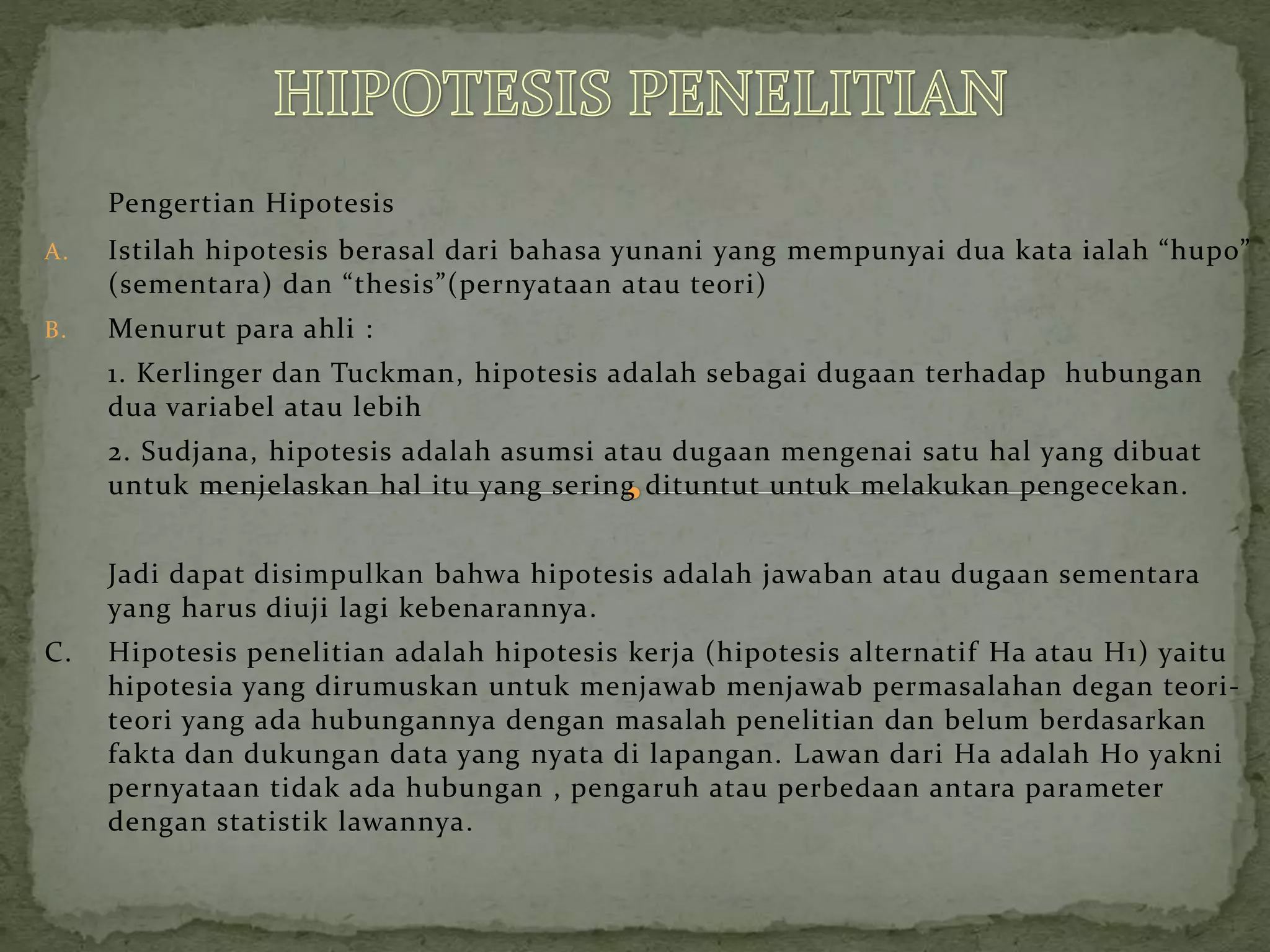Hipotesis penelitian | PPTX
