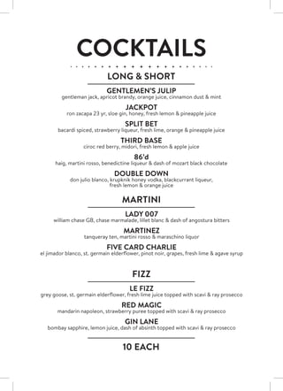 Menu for Cocktails at The Hippodrome | PDF