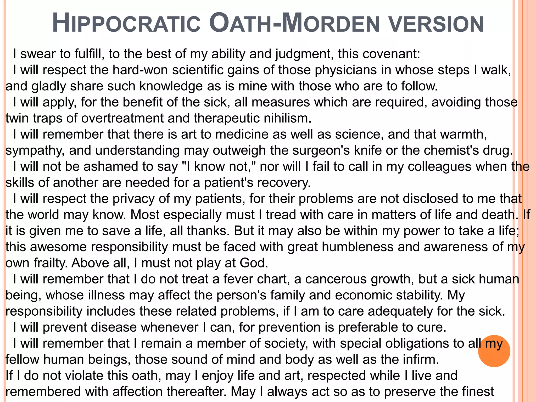 Hippocratic oath ppt | PPTX