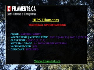 HIPS Filament - Filaments.ca