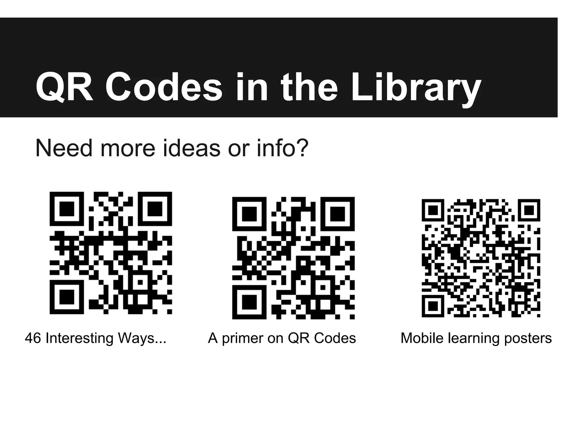 Hip to be square:QR Codes for Libraries | PPT