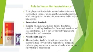 Role of food in disaster response | PPTX