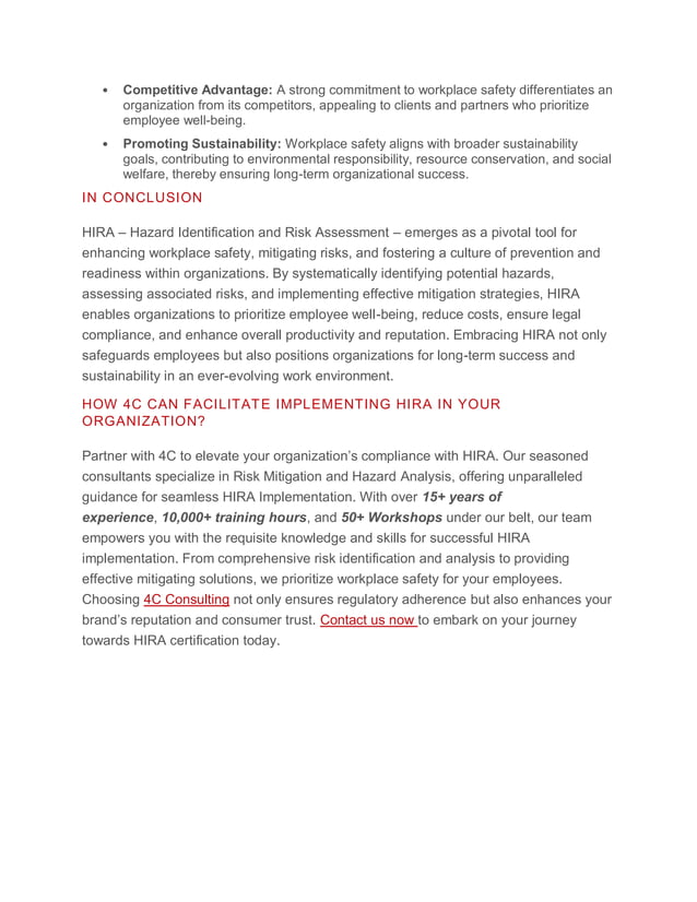 HIRA - A GUIDE TO HAZARD IDENTIFICATION AND RISK ASSESSMENT FOR ...