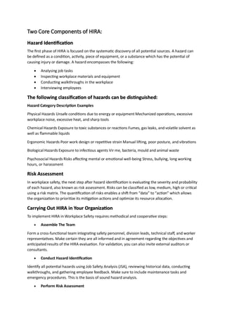 HIRA A Guide to Hazard Identification and Risk Assessment for Workplace ...