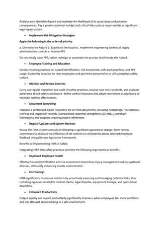 HIRA A Guide to Hazard Identification and Risk Assessment for Workplace ...