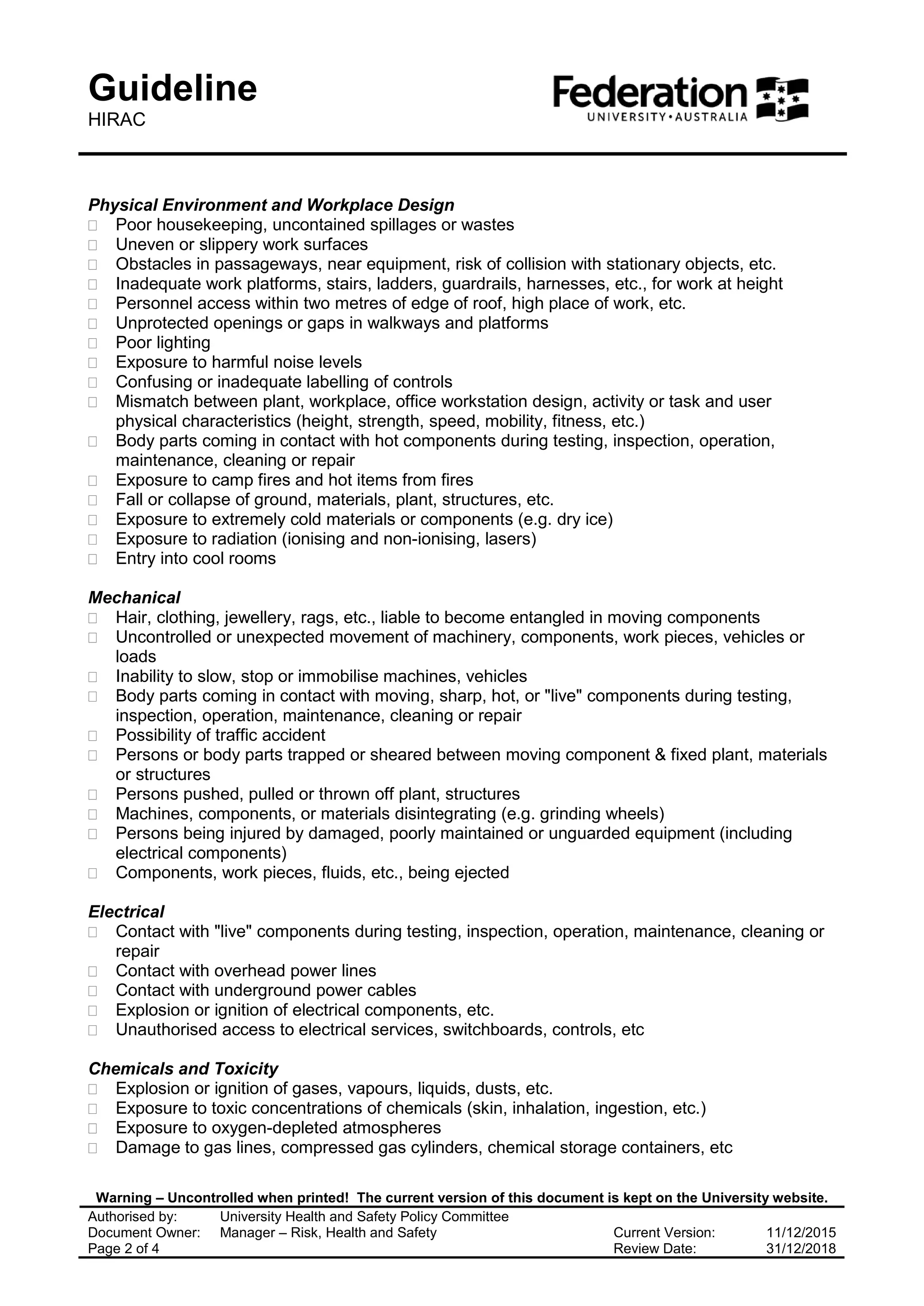 Hirac guideline fed_uni | PDF