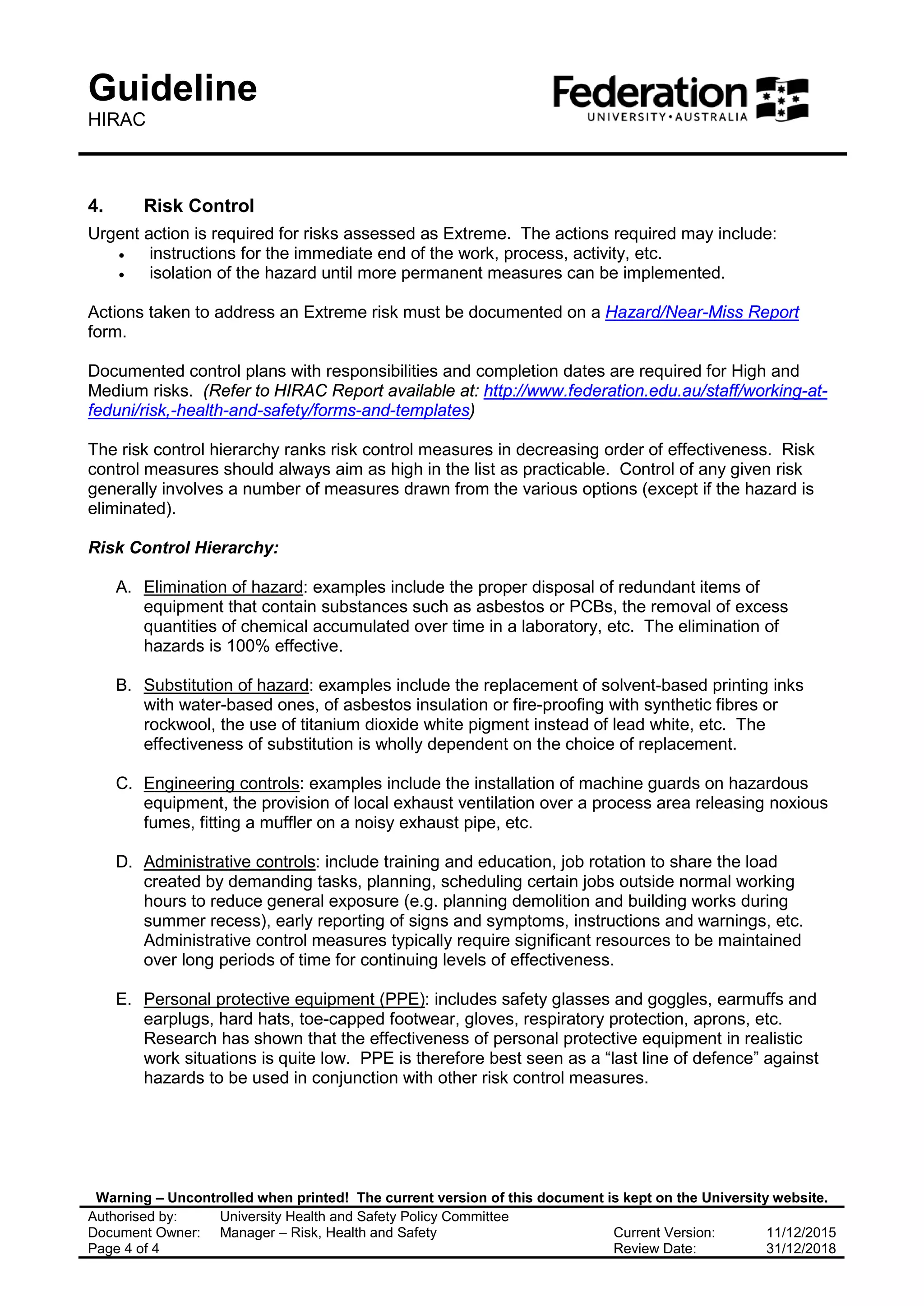 Hirac guideline fed_uni | PDF