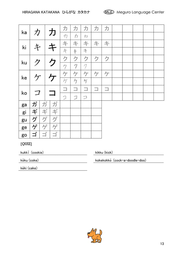 Hiragana katakana worksheet | PDF | Food & Drink
