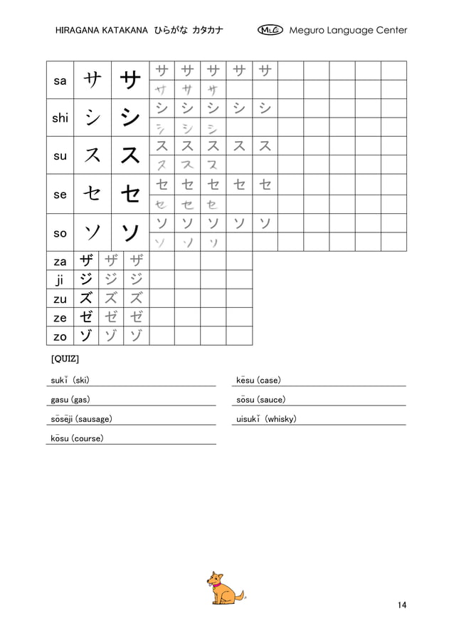 Hiragana katakana worksheet | PDF | Food & Drink