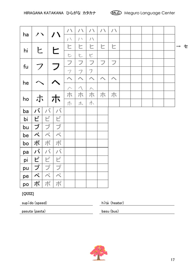 Hiragana katakana worksheet | PDF | Food & Drink