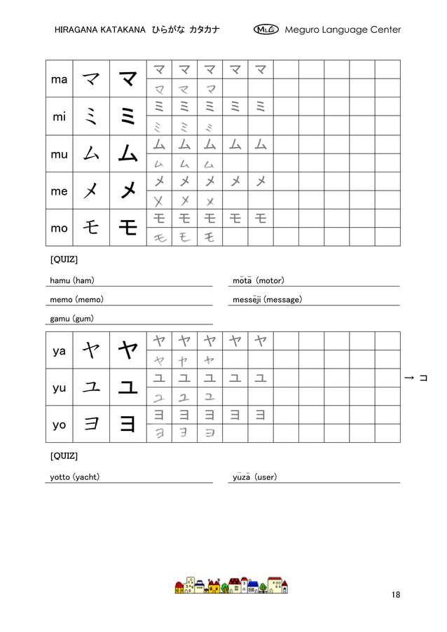 Hiragana katakana worksheet | PDF | Food & Drink