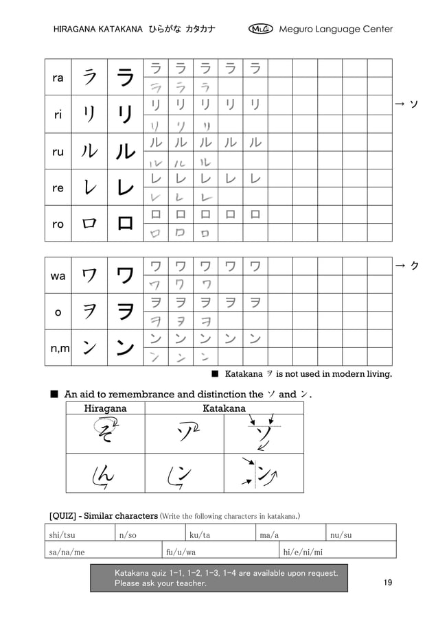 Hiragana katakana worksheet | PDF | Food & Drink