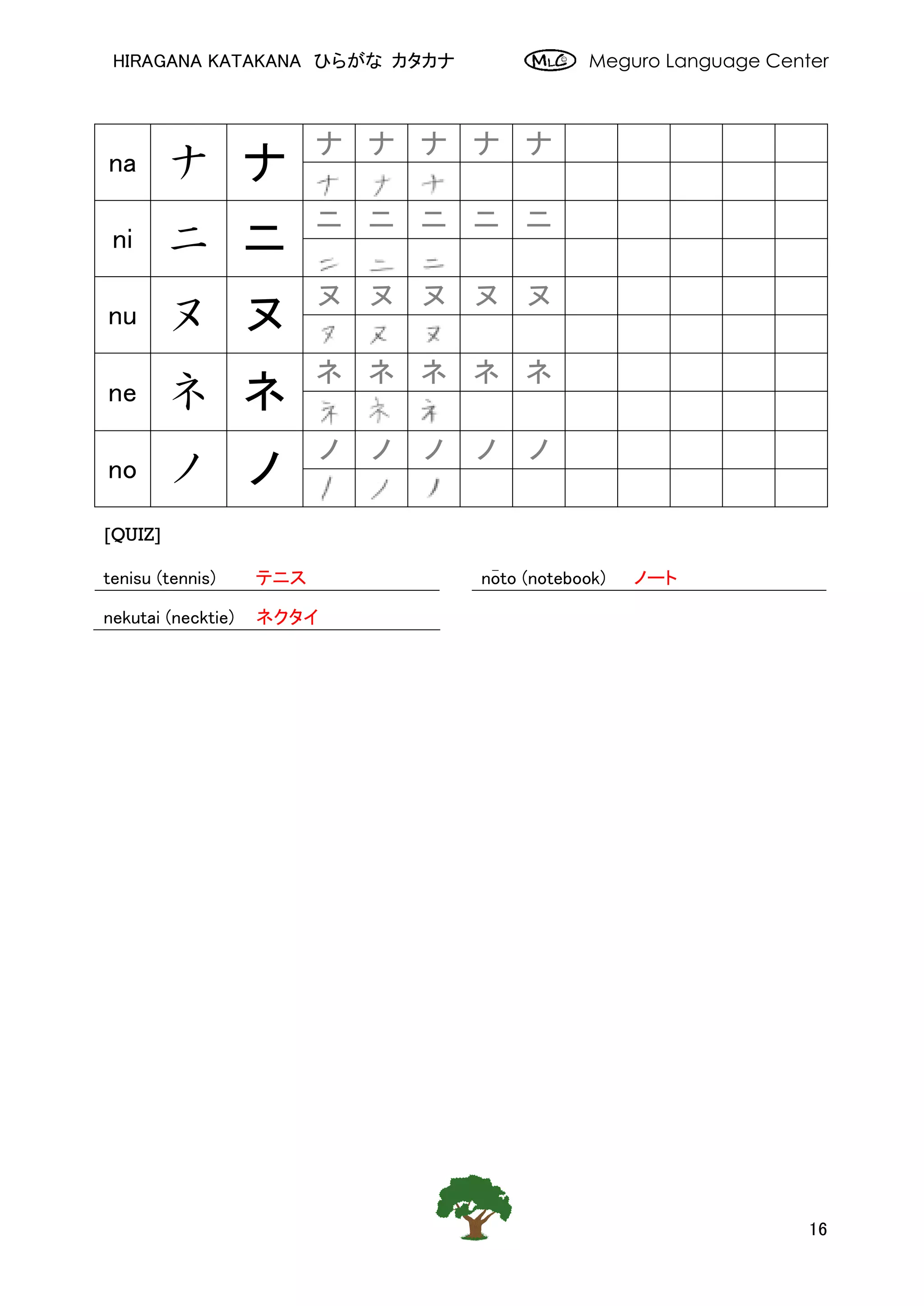 Hiragana katakana worksheet (answers) | PDF