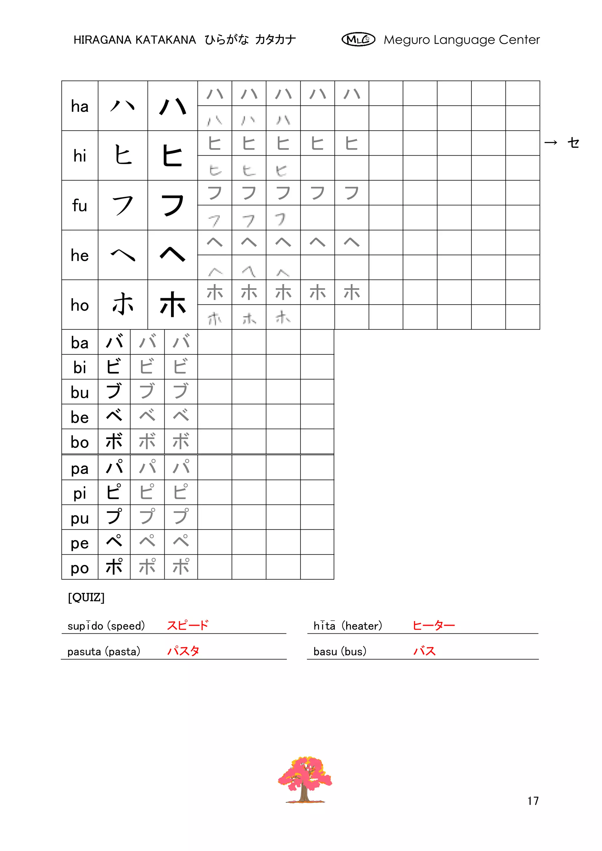 Hiragana katakana worksheet (answers) | PDF