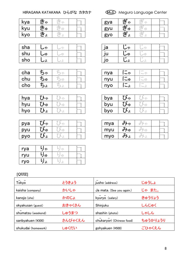 Hiragana katakana worksheet (answers) | PDF