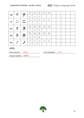 Hiragana katakana worksheet (answers) | PDF