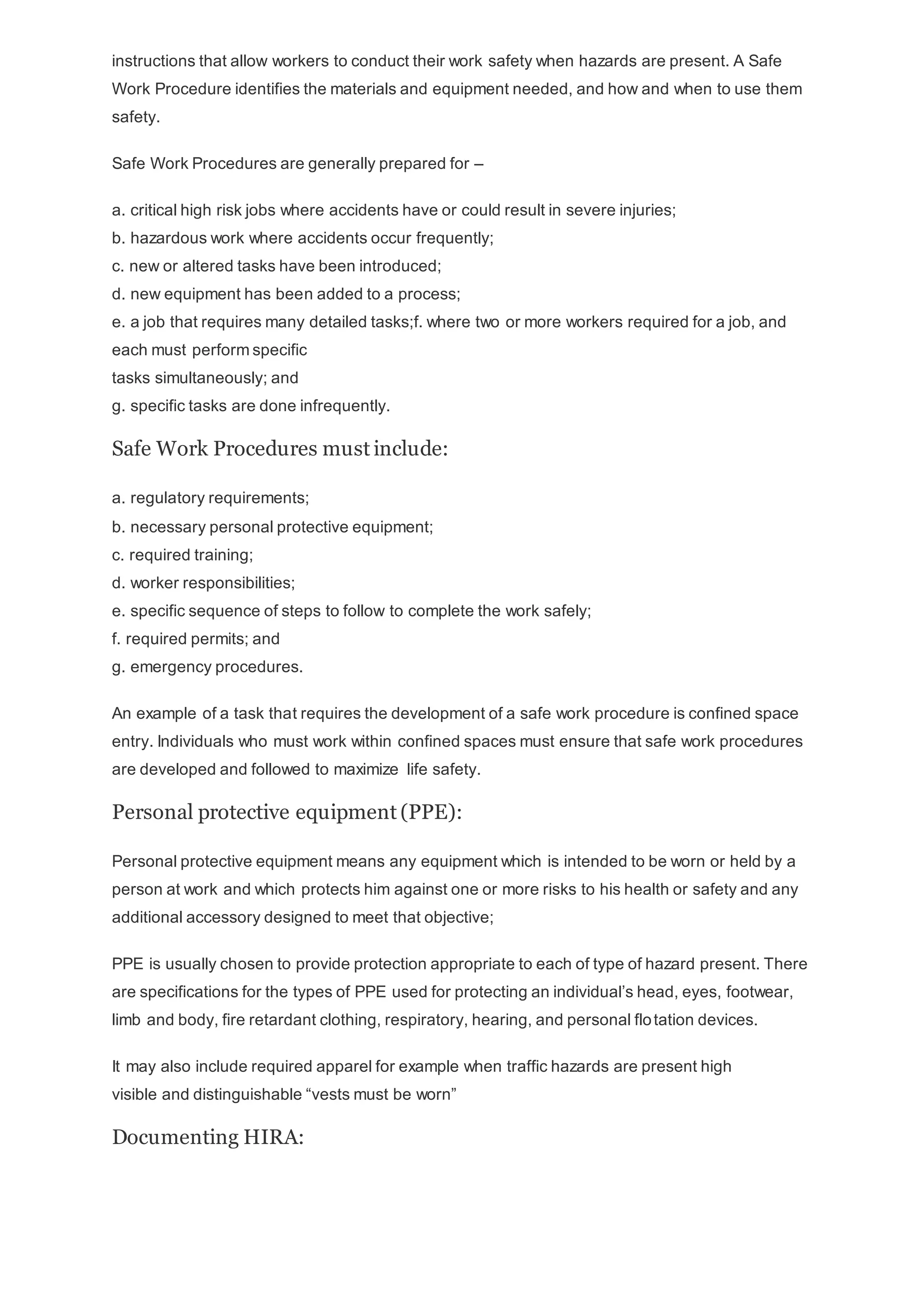 Hira – hazard identification & risk assessment | DOCX