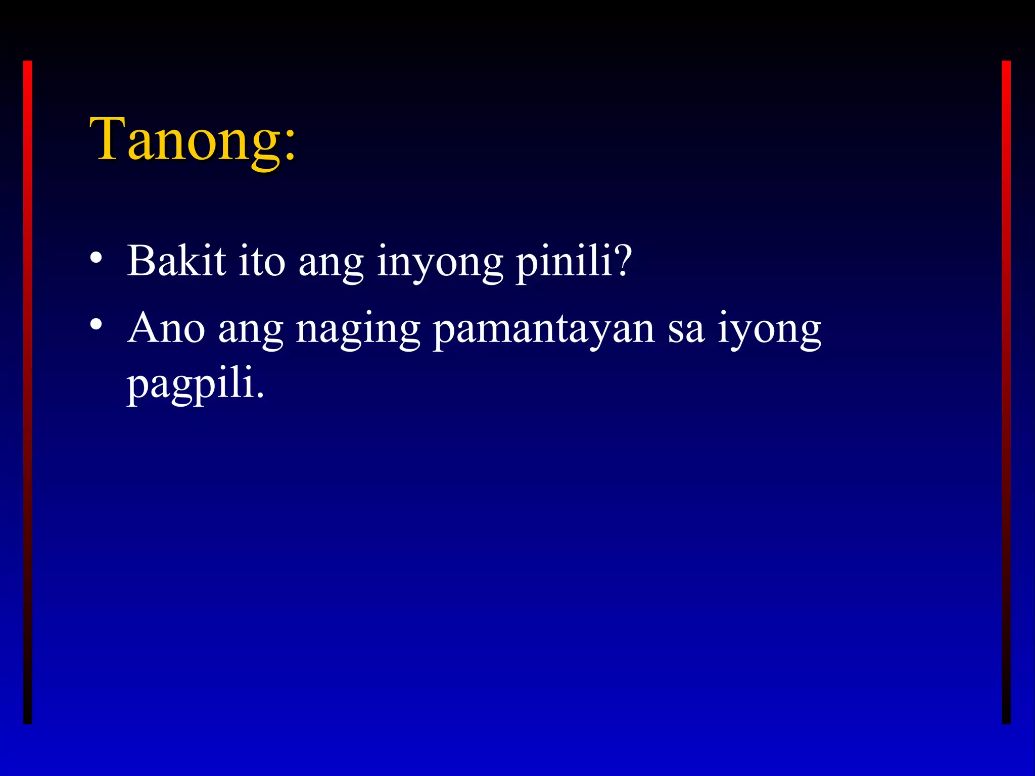 Hirarkiya ng halaga | PPT