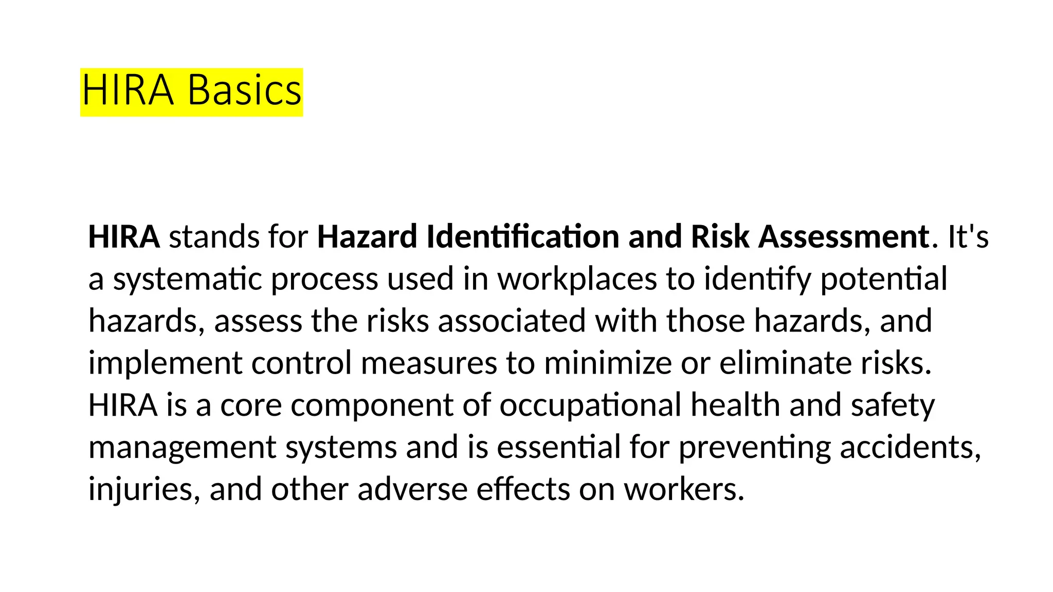 HIRA & TBT Basics for work place site safety | PPTX