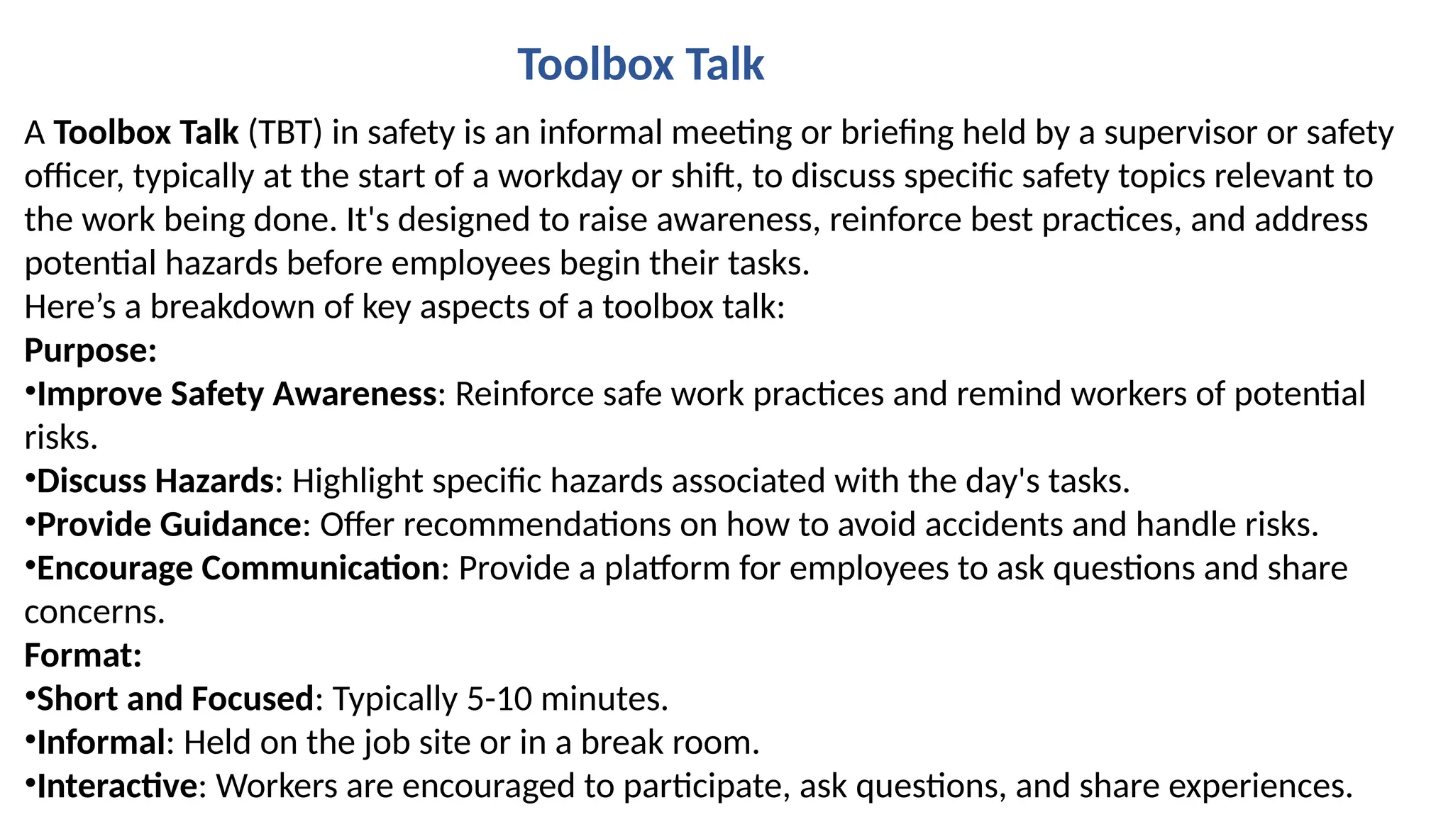 HIRA & TBT Basics for work place site safety | PPTX