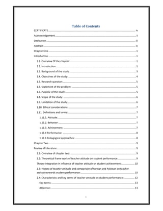 Thesis: The Influence Of Teacher Attitude On Student Achievement At ...