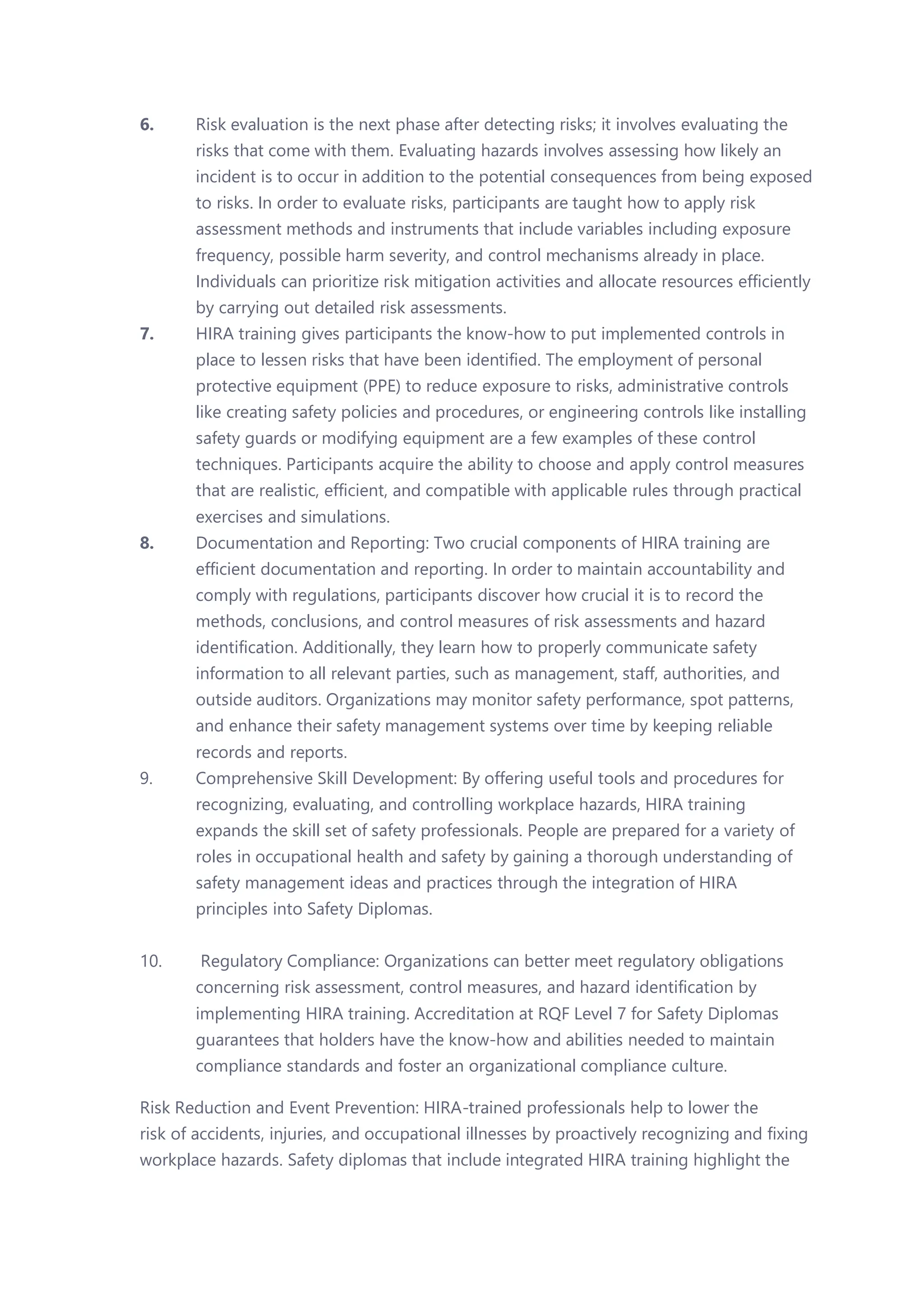 HIRA Training in Attaining a Safety Diploma | PDF