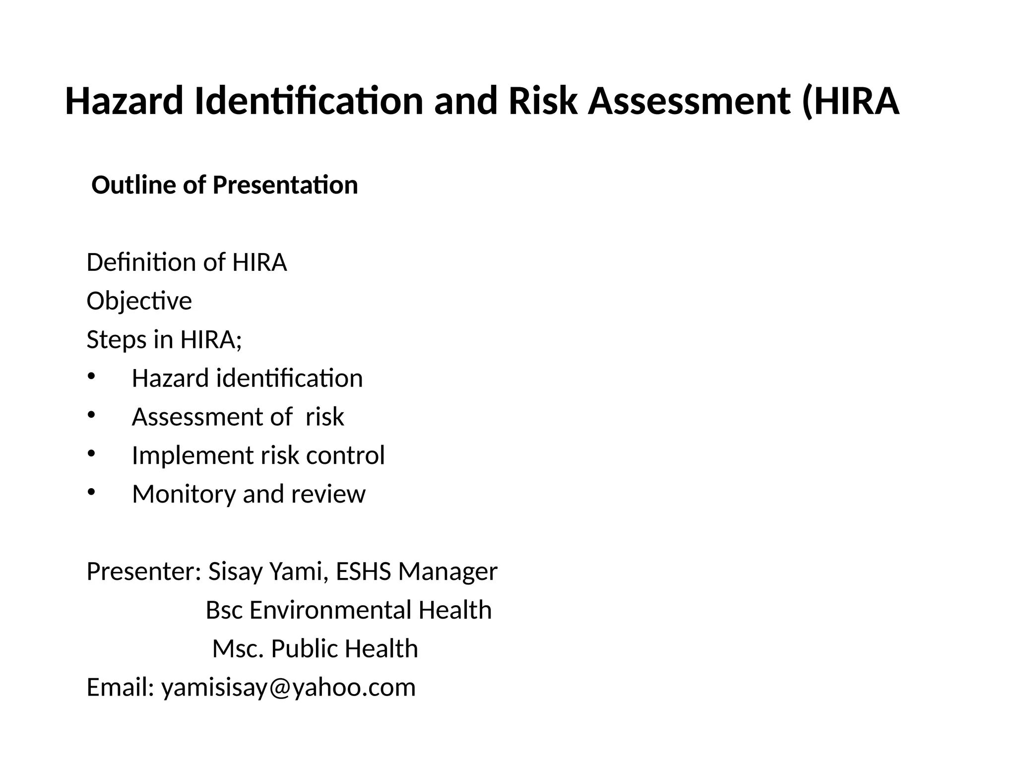 Hazard Identification & Risk Assesment in Construction Sector | PPTX
