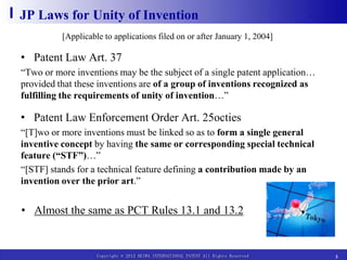 Japan Position on Unity of Invention and Examination Practice | PPTX