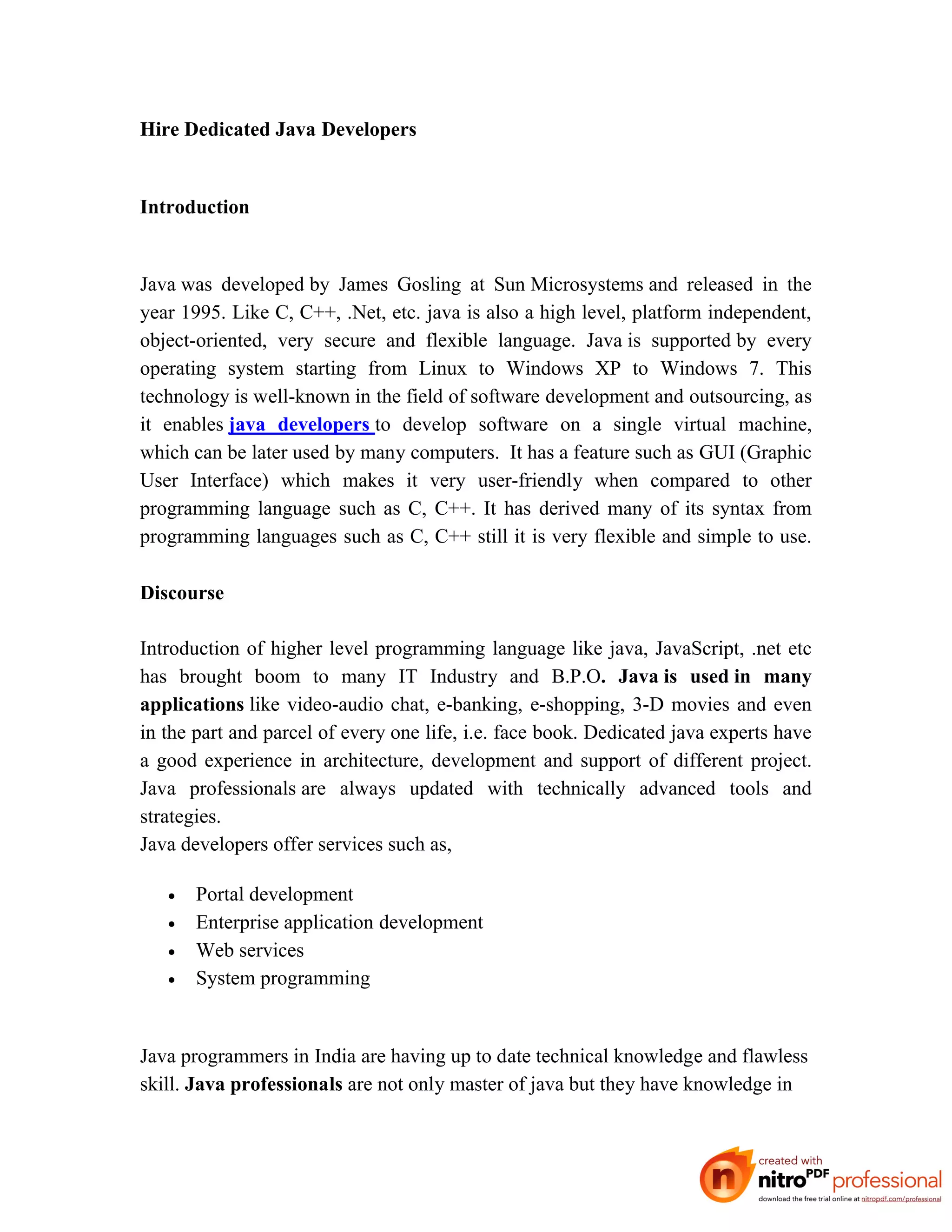 Hire Dedicated Java Developers | PDF