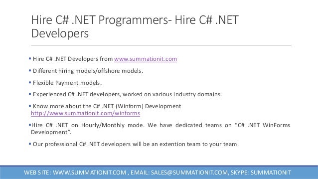 Hire c# .net programmers - Offshore C# .Net ( Winform) Development