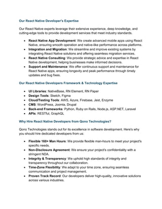 Hire Dedicated React Native Dvelopers in India | PDF