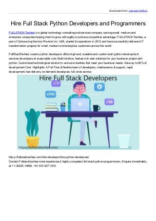 Hire full stack python developers and programmers