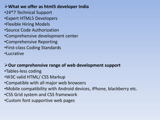 Hire html5 developer india | PPTX | Web Development | Internet