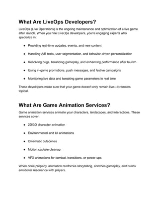 How Hiring LiveOps Developers and Game Animation Services Boosts Long ...