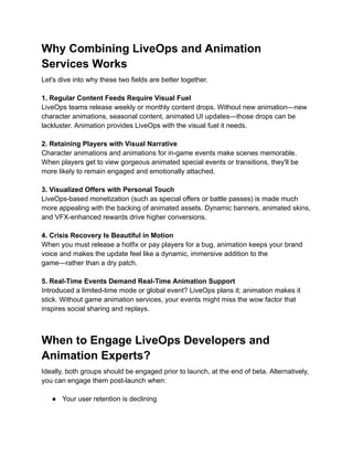 How Hiring LiveOps Developers and Game Animation Services Boosts Long ...