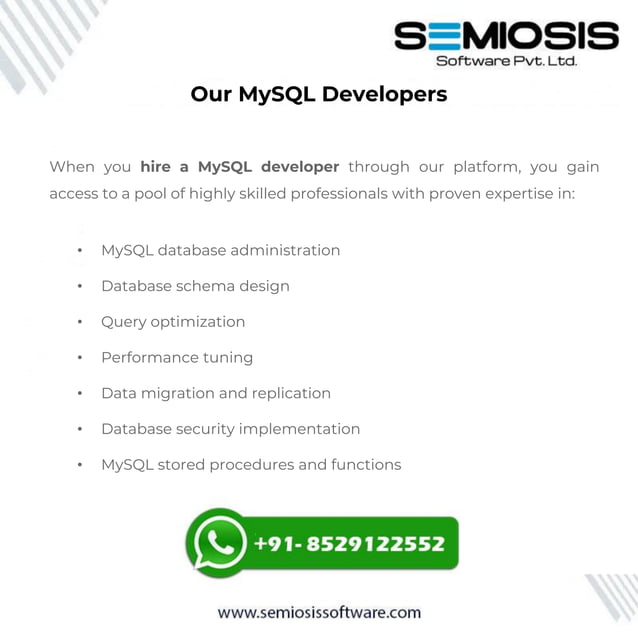 Hire MySQL Developers - ☎ +1 9177322215 | PDF Hire MySQL Developers - ☎ +1 9177322215 | PDF
