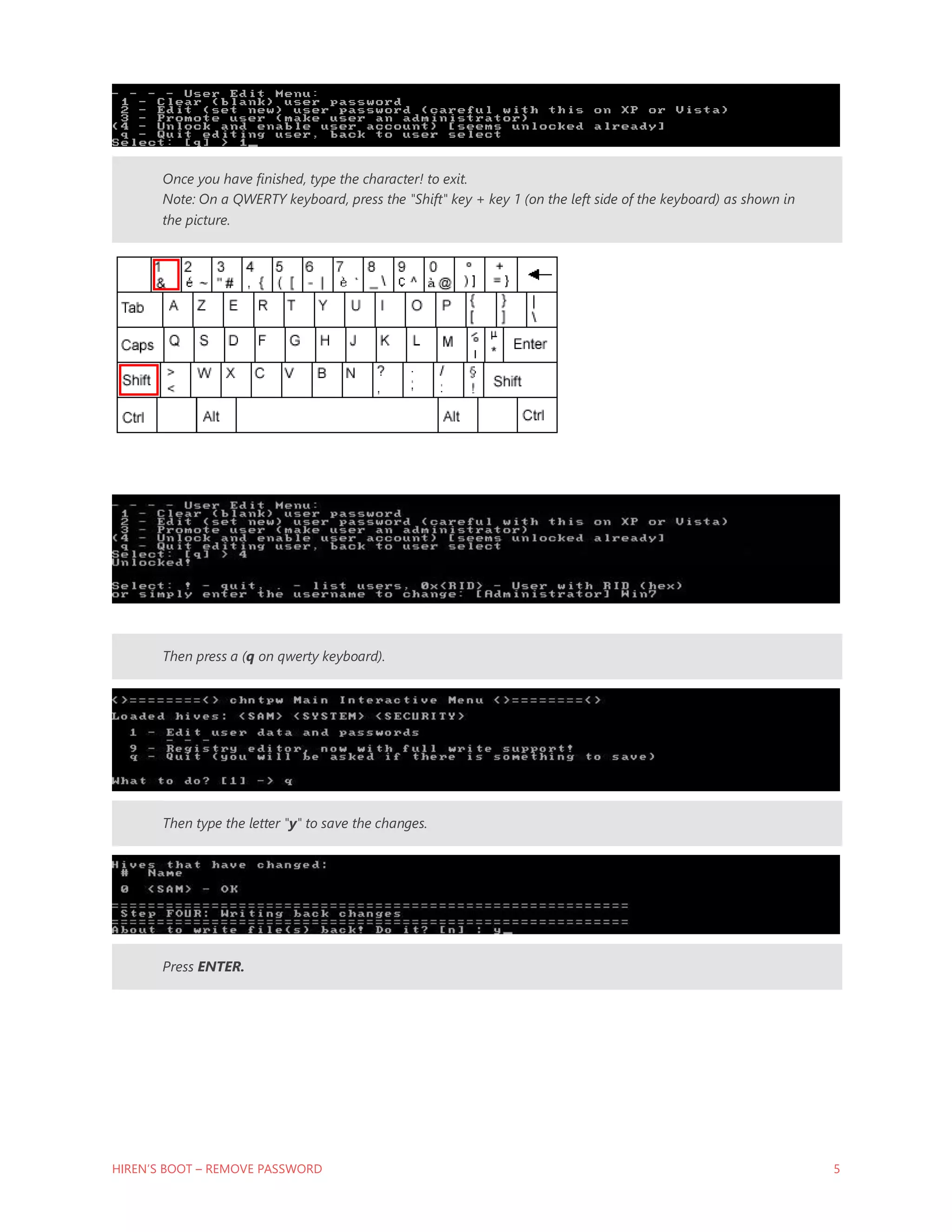 Hirens boot Remove Windows Password | PDF