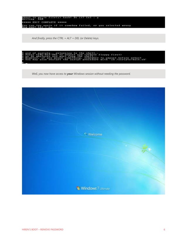 Hirens boot Remove Windows Password | PDF